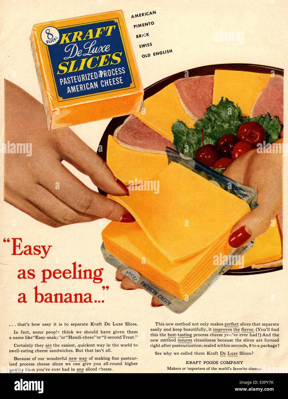 1950s USA Kraft Magazine Advert Stock Photo - Alamy