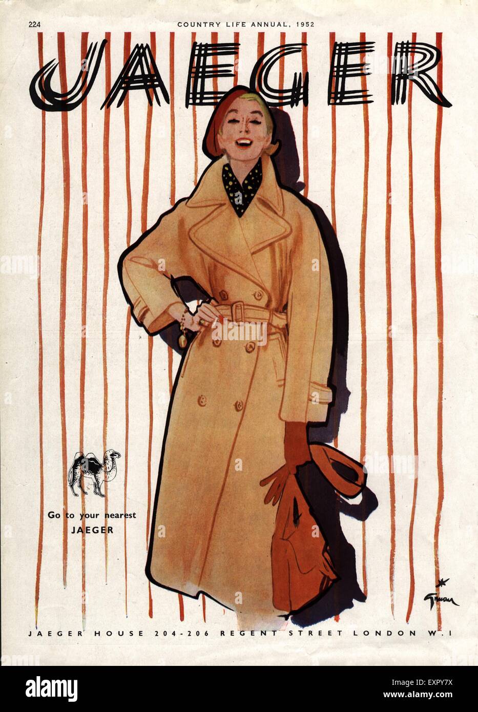 1950s UK Jaeger Magazine Advert Stock Photo - Alamy