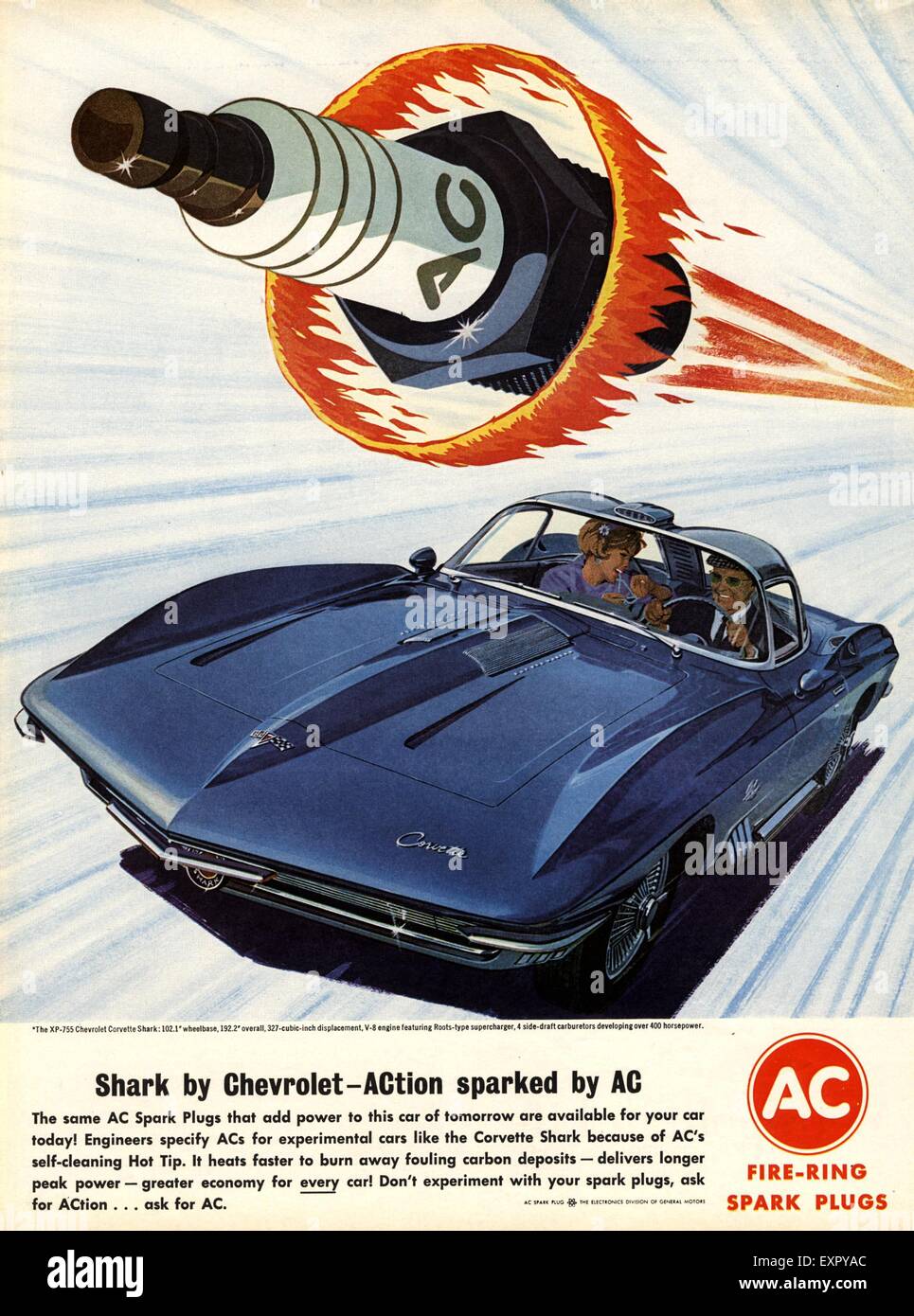 1960s USA AC Spark Plugs Magazine Advert Stock Photo - Alamy