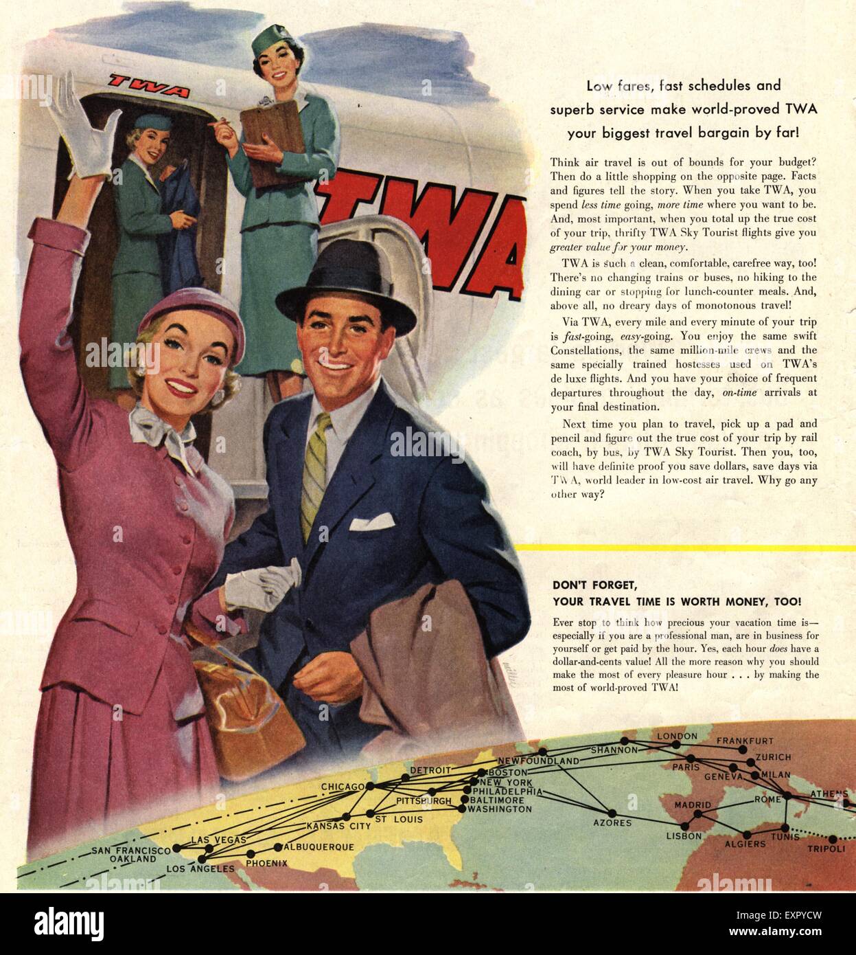 1950s USA Airlines Magazine Advert Stock Photo - Alamy