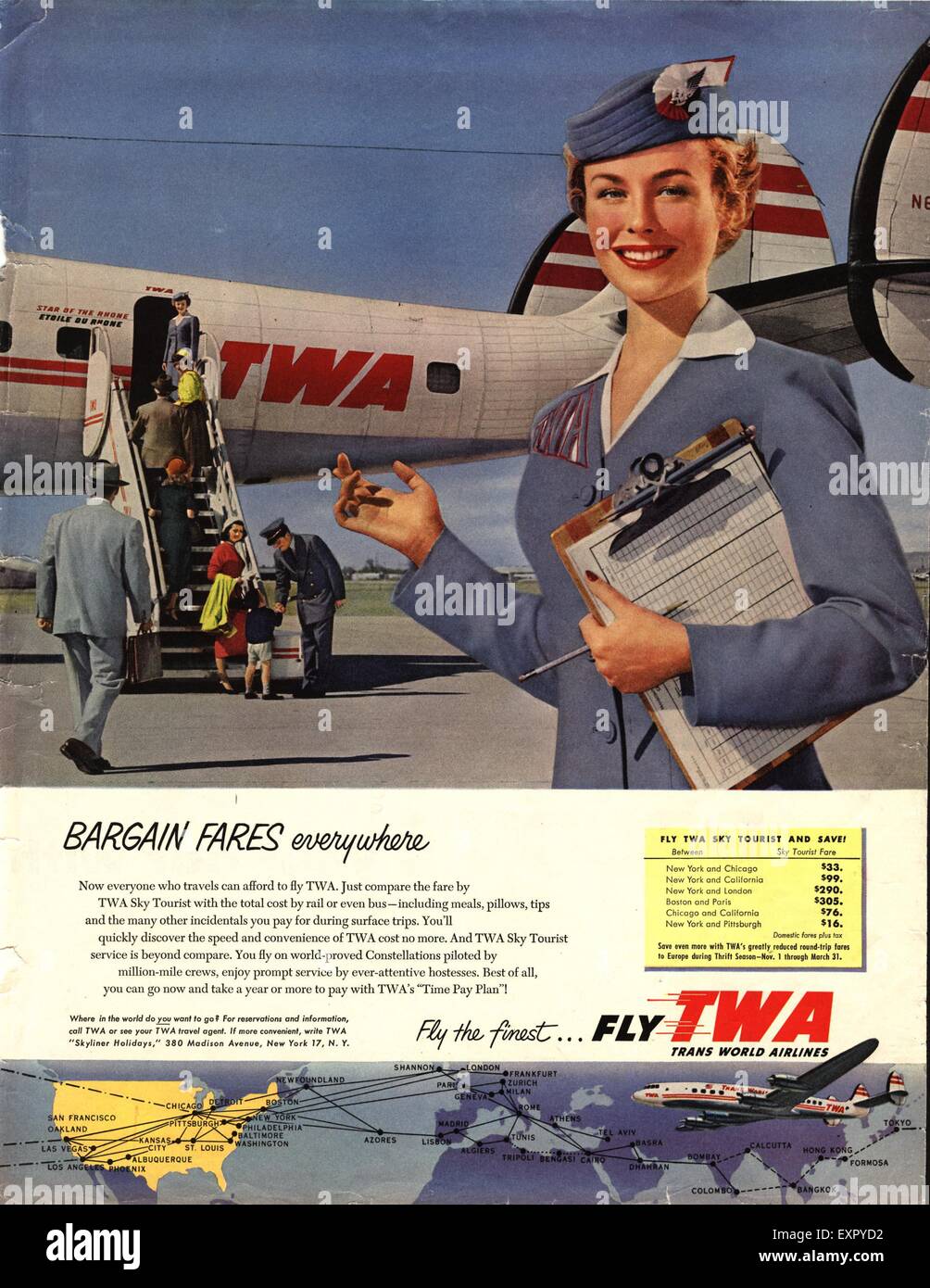 1950s USA Airlines Magazine Advert Stock Photo - Alamy