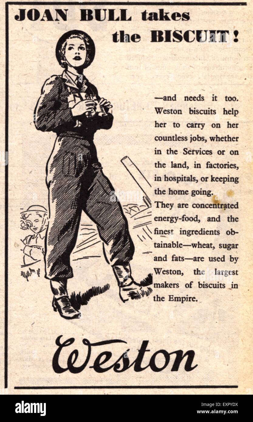 1940s UK Weston Biscuits Magazine Advert Stock Photo - Alamy