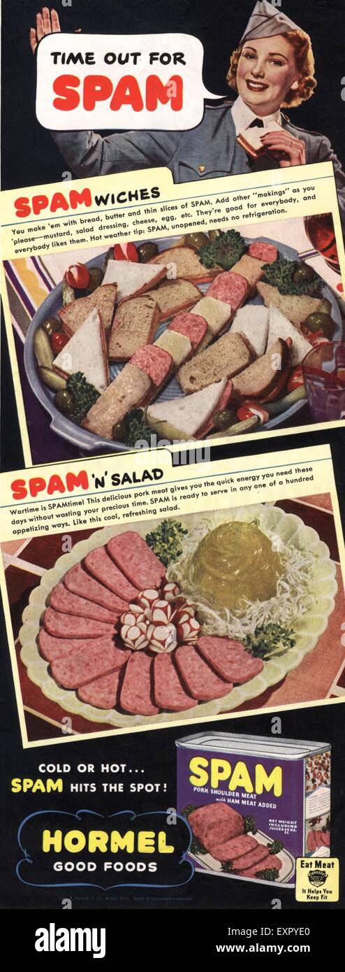 1940s USA Spam Magazine Advert Stock Photo - Alamy