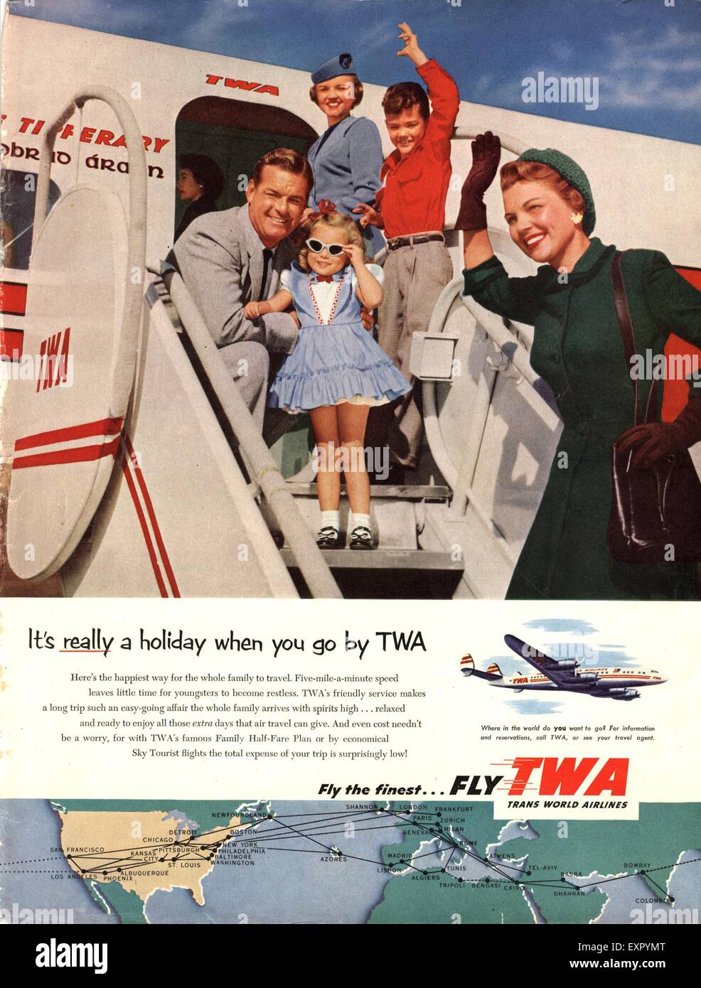 1950s USA Airlines Magazine Advert Stock Photo - Alamy