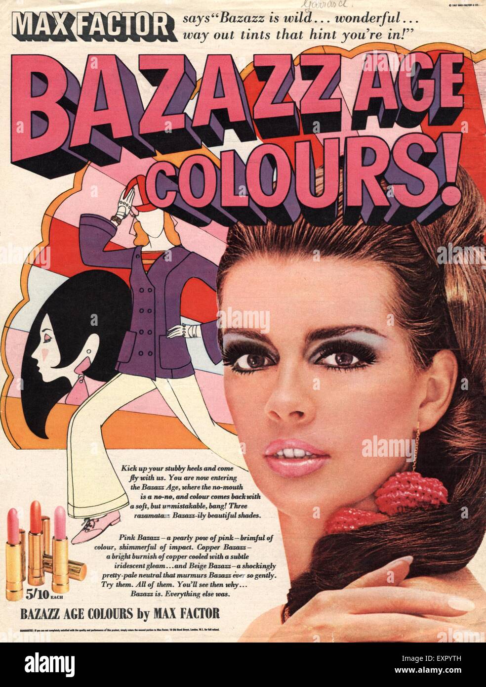 1960s UK Max Factor Magazine Advert Stock Photo - Alamy