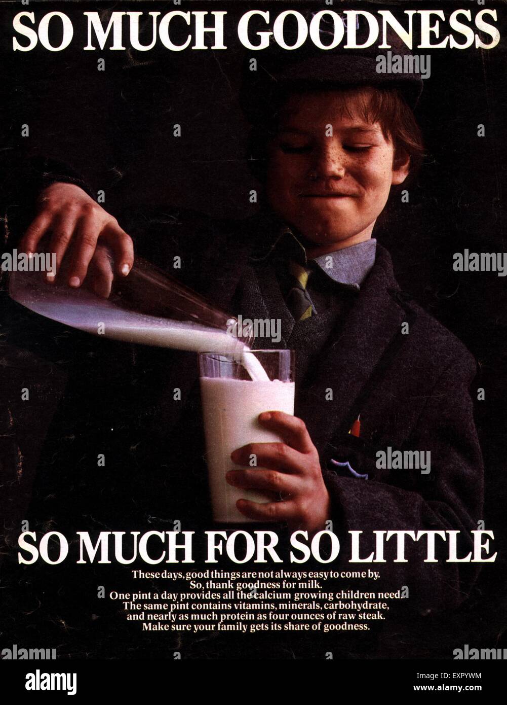 1970s UK Pouring Milk Magazine Advert Stock Photo - Alamy