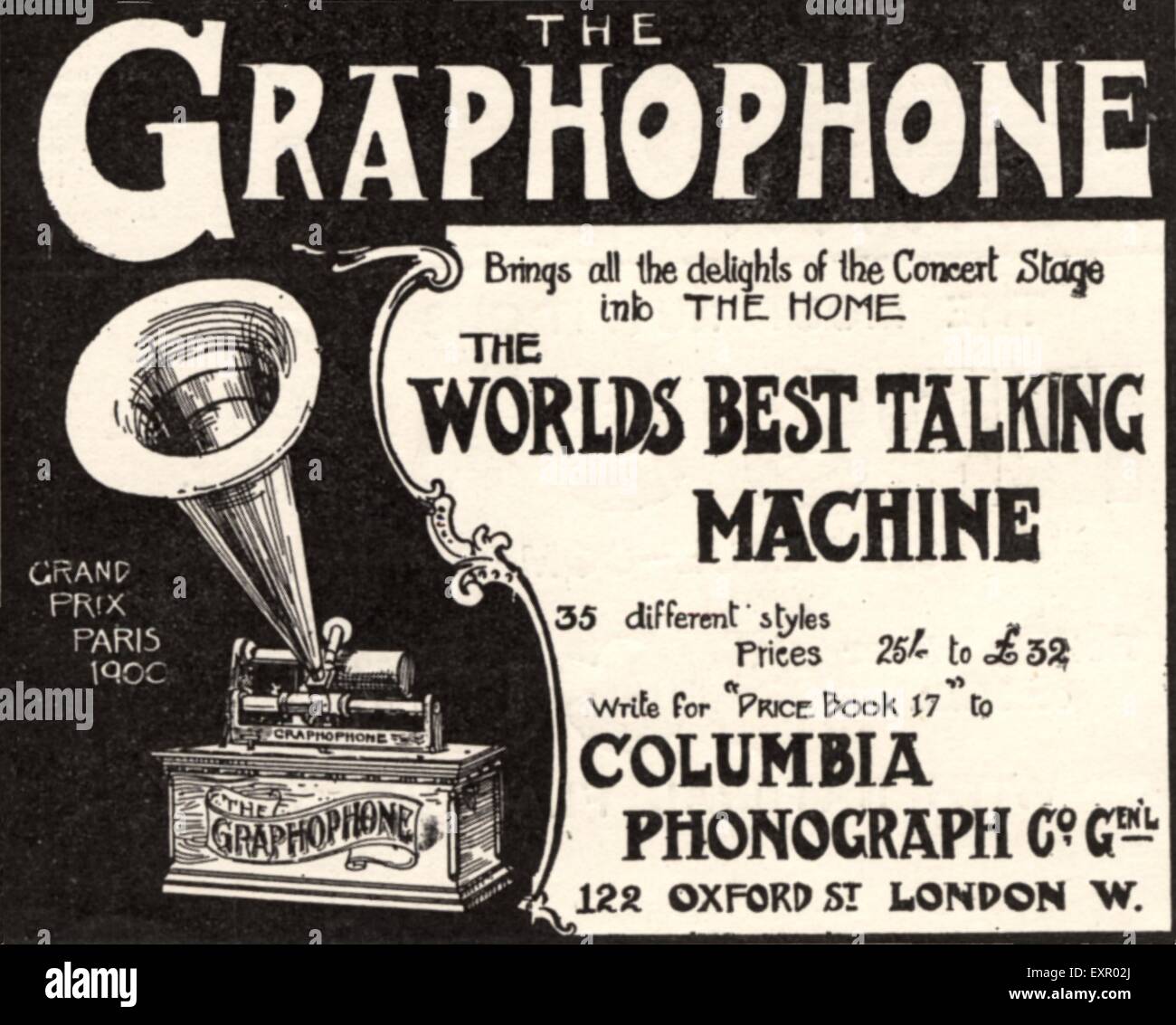 1900s UK Columbia Magazine Advert Stock Photo - Alamy