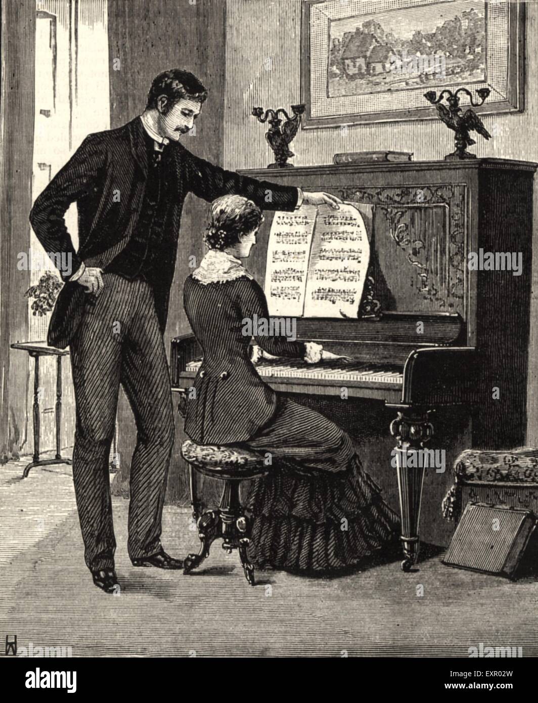 1890s UK Playing Pianos Magazine Plate Stock Photo - Alamy