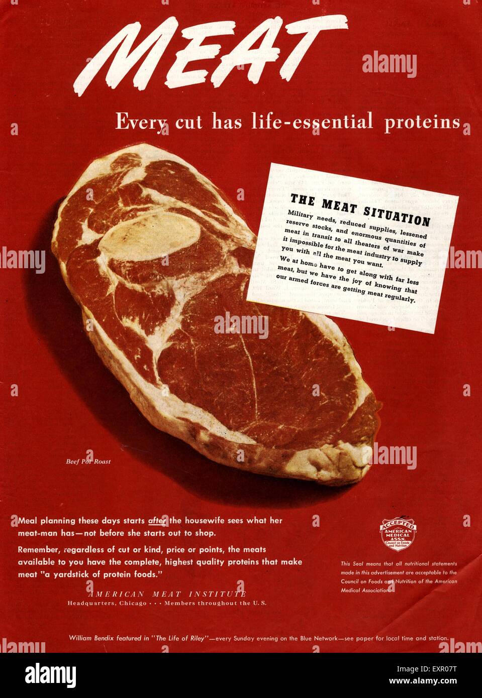 1940s USA Beef Magazine Advert Stock Photo - Alamy