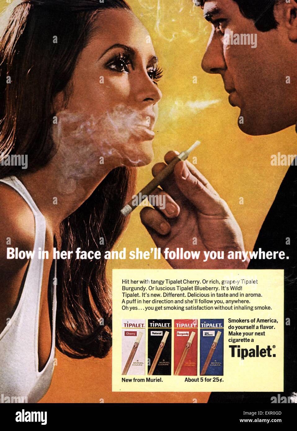 1970s USA Tipalet Cigars Magazine Advert Stock Photo - Alamy