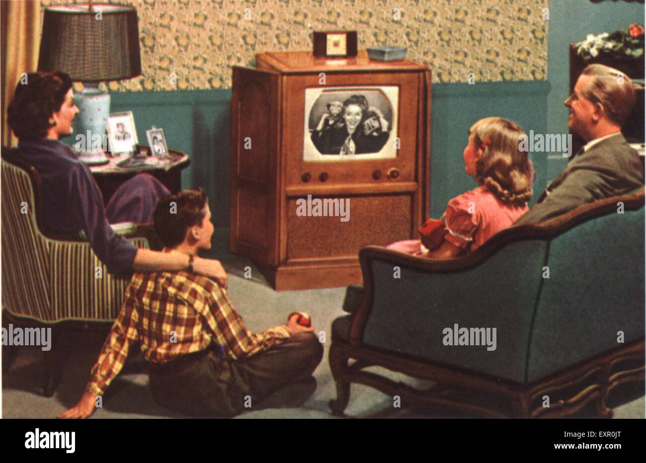 1950s USA Watching Televisions Magazine Advert (detail Stock Photo - Alamy