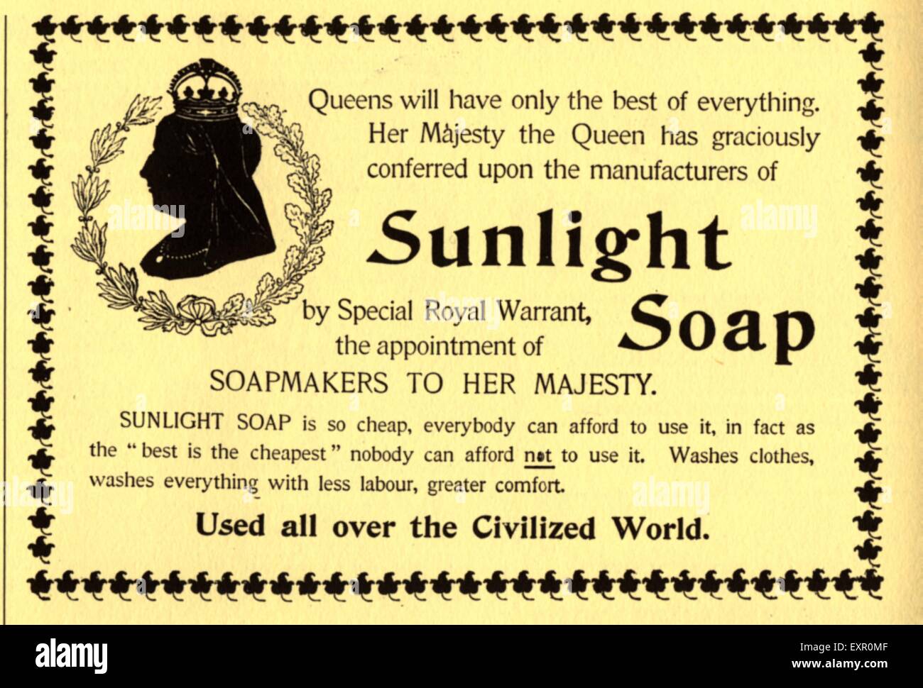 1890s UK Sunlight Soap Magazine Advert Stock Photo - Alamy