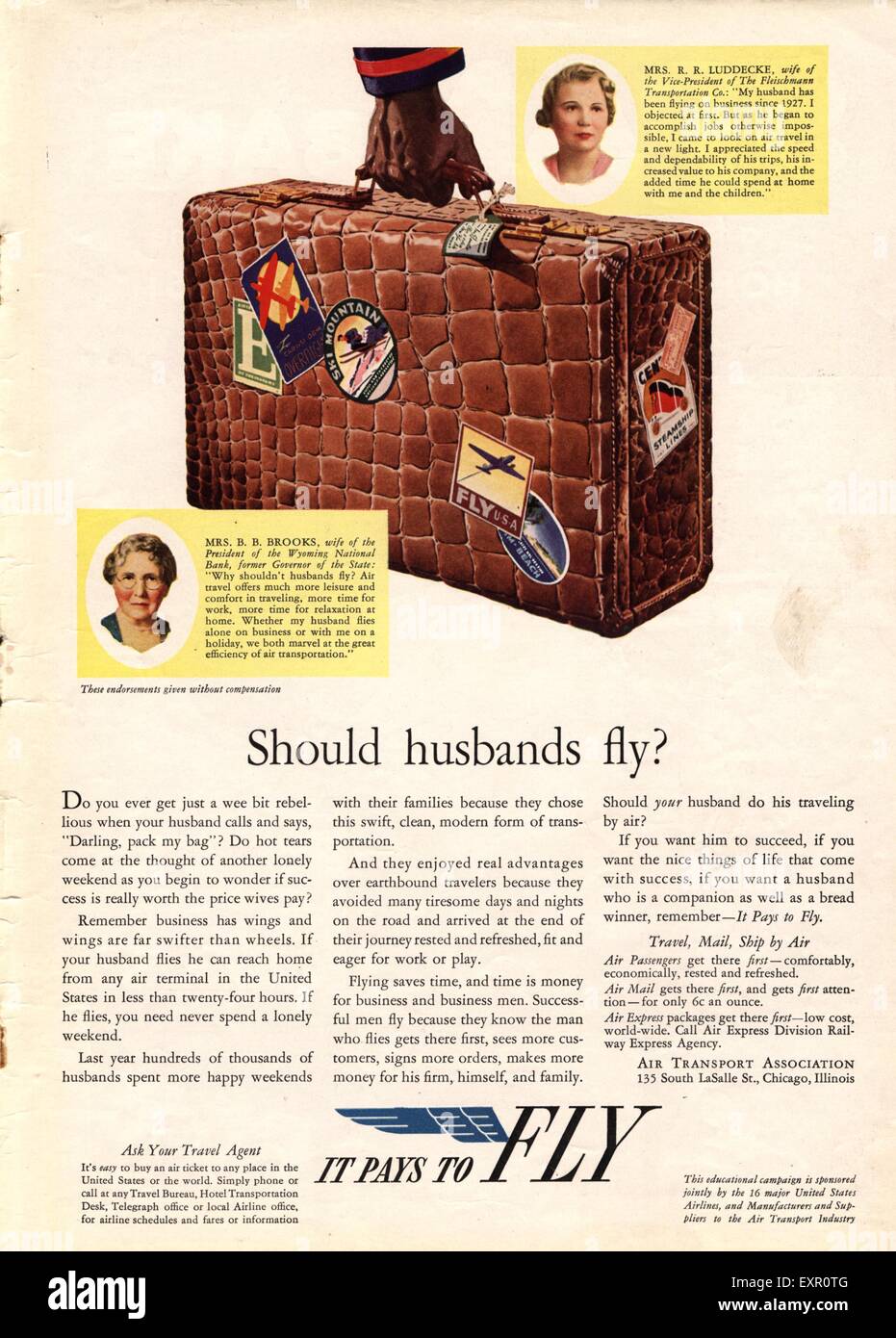 1950s USA Luggage Magazine Advert Stock Photo - Alamy