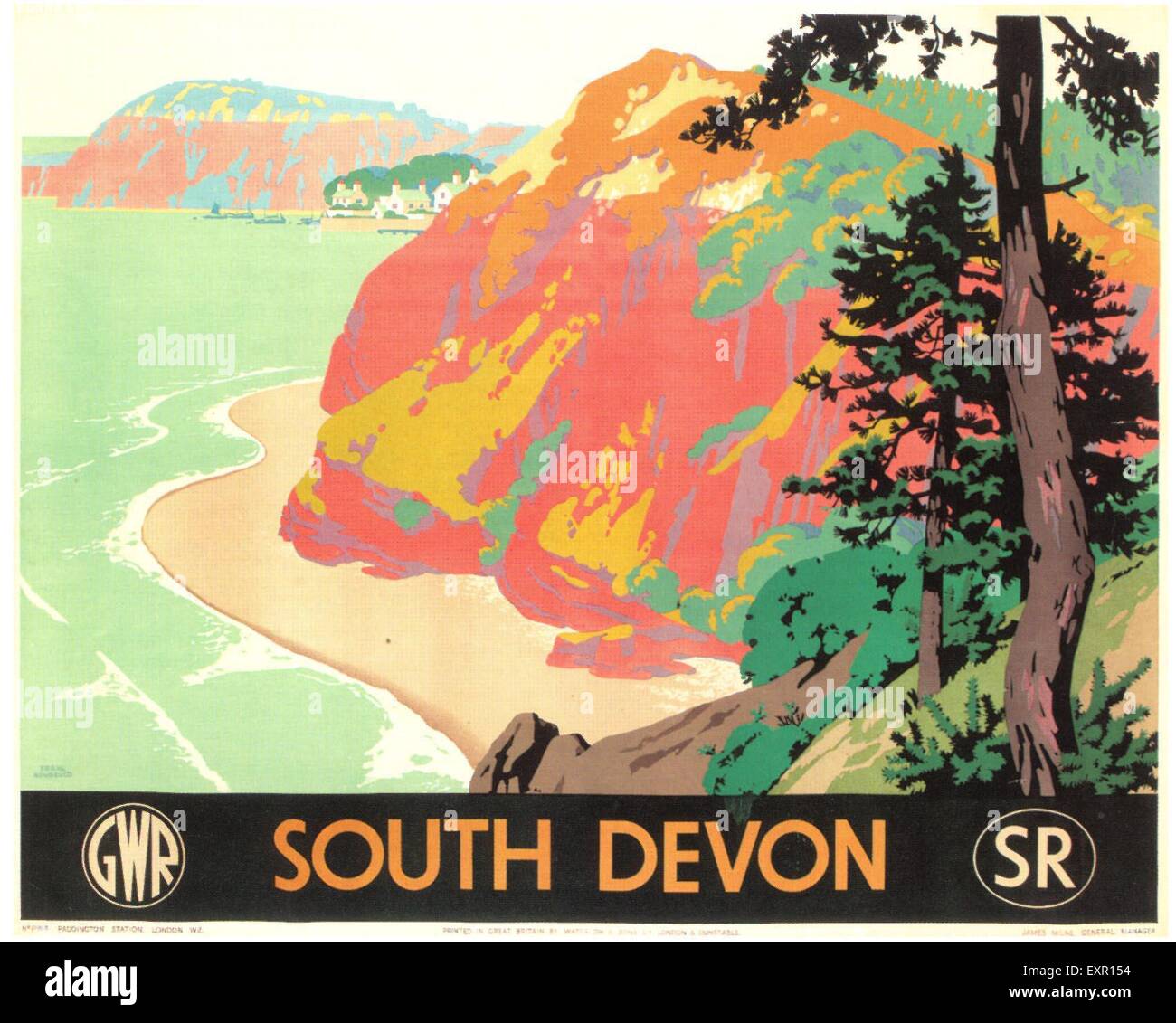 1930s UK South Devon Poster Stock Photo - Alamy