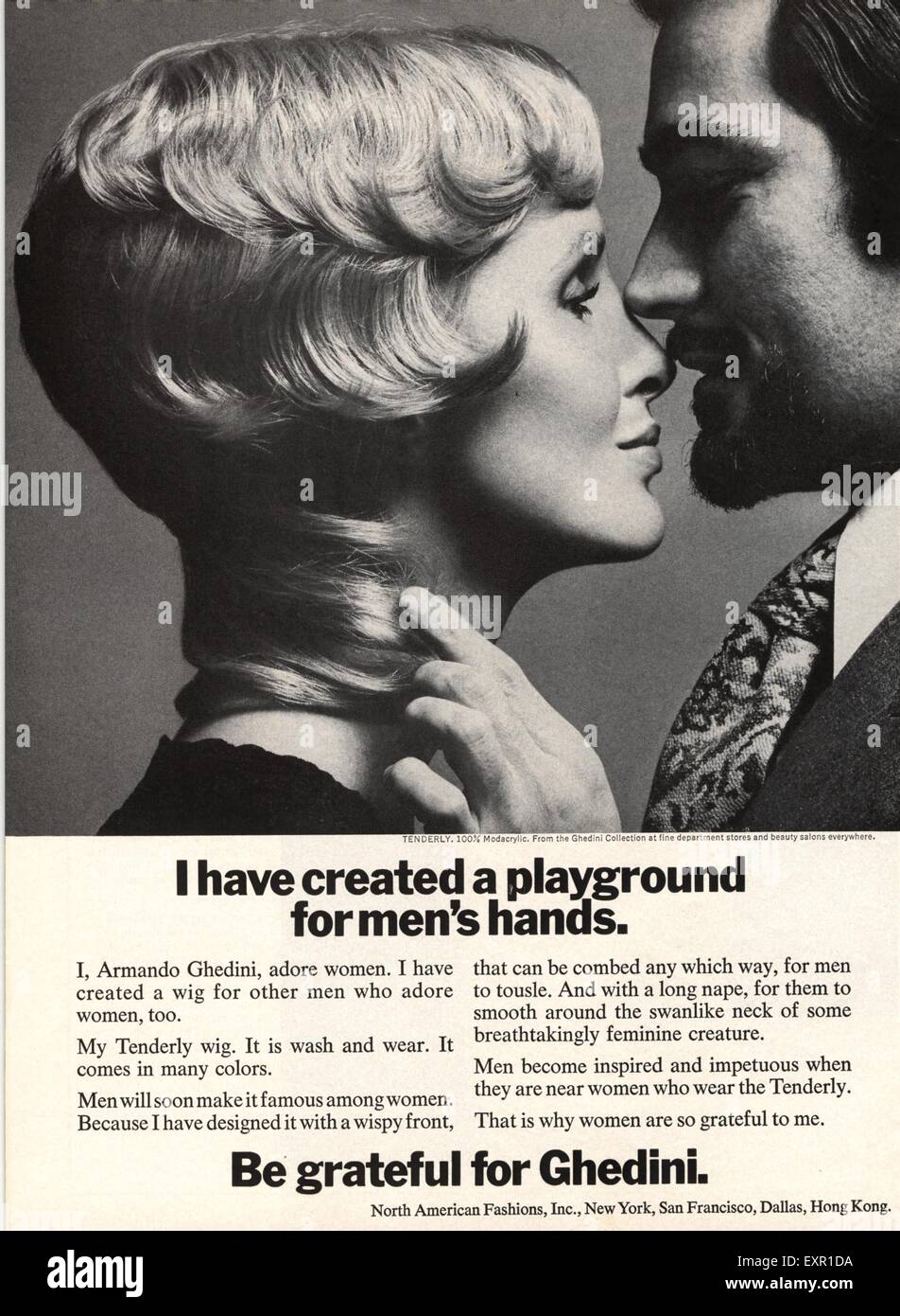 1960s USA Wigs Magazine Advert Stock Photo - Alamy