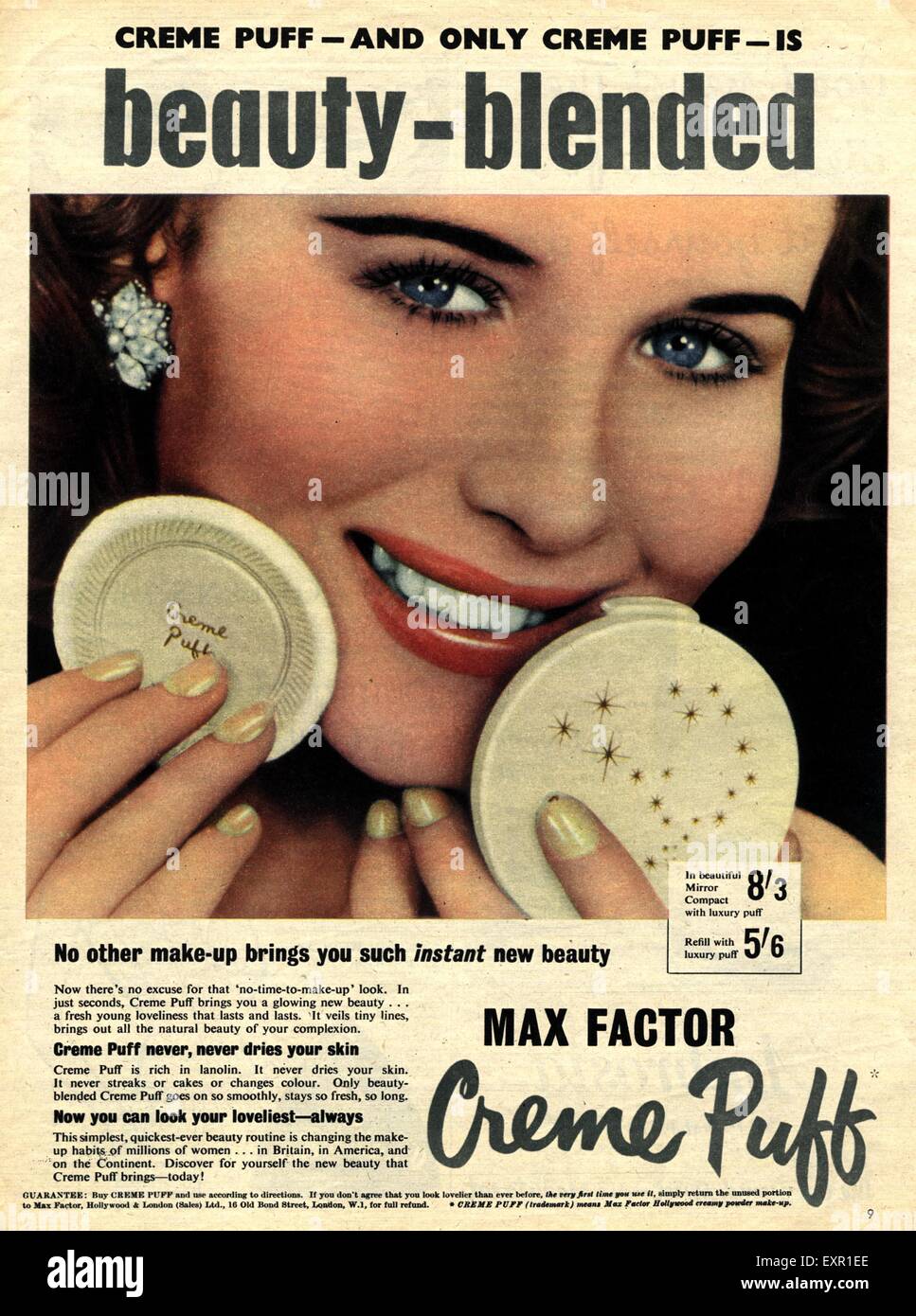 1950s UK Max Factor Magazine Advert Stock Photo - Alamy