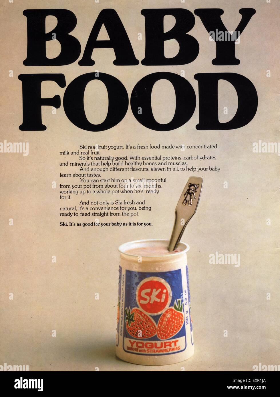 1970s UK Ski Yoghurts Magazine Advert Stock Photo - Alamy