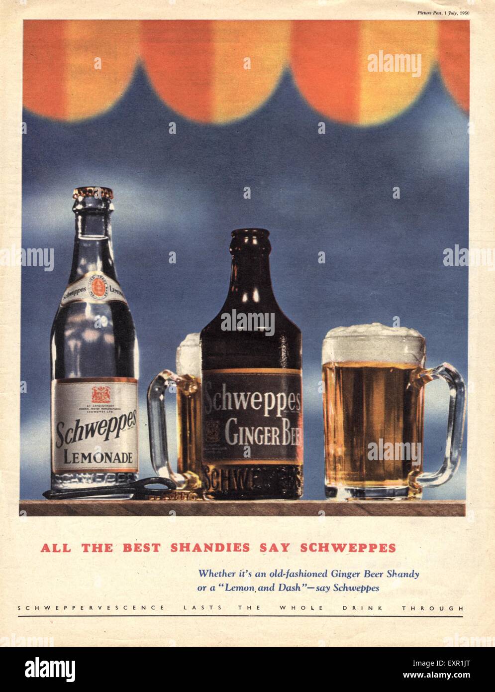 1950s UK Schweppes Magazine Advert Stock Photo - Alamy