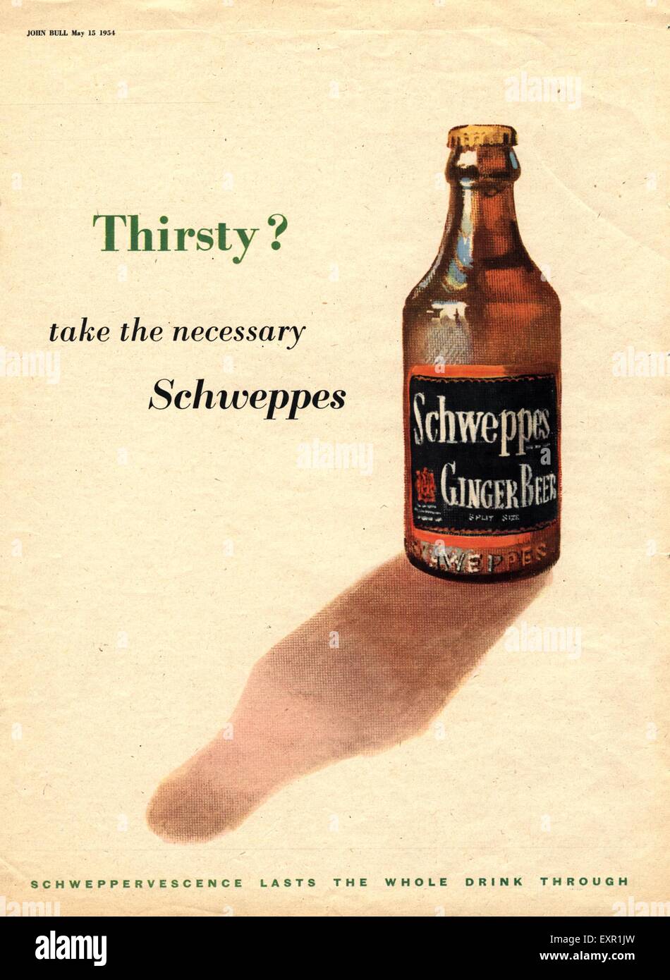 1950s UK Schweppes Magazine Advert Stock Photo - Alamy