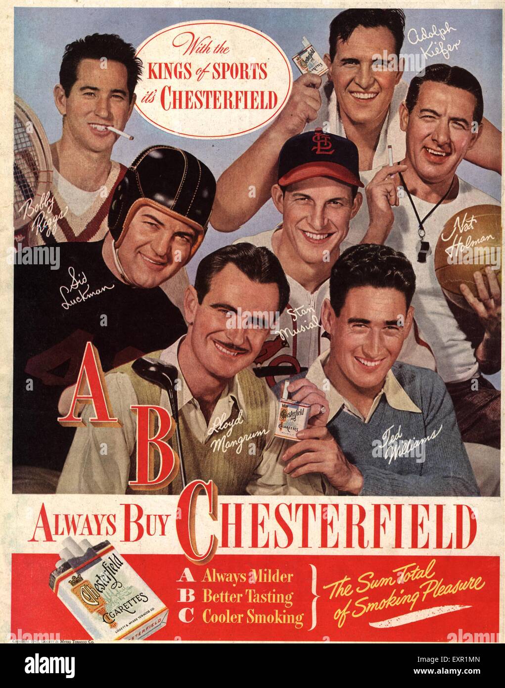 1940s USA Chesterfield Magazine Advert Stock Photo - Alamy
