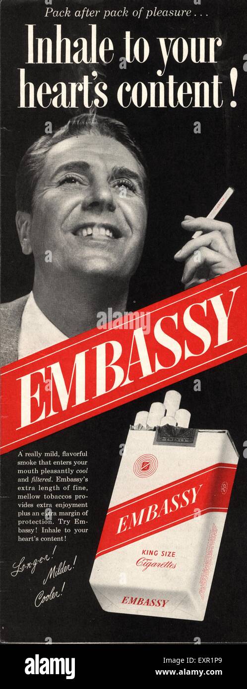 1950s USA Embassy Magazine Advert Stock Photo - Alamy