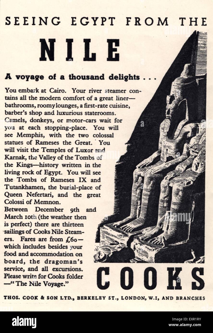 1930s UK Thomas Cook Magazine Advert Stock Photo - Alamy