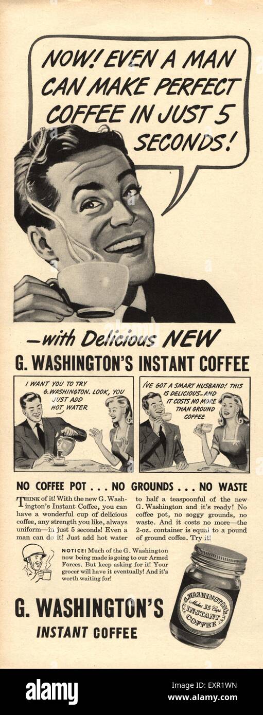 1930s USA G Washington's Coffee Magazine Advert Stock Photo - Alamy