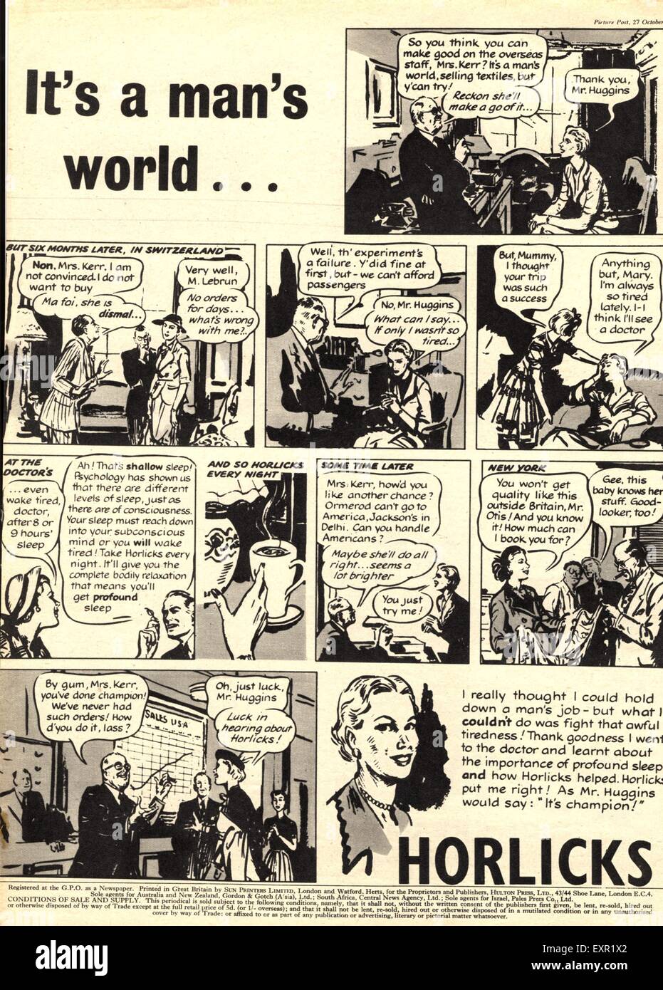 1950s UK Horlicks Magazine Advert Stock Photo - Alamy