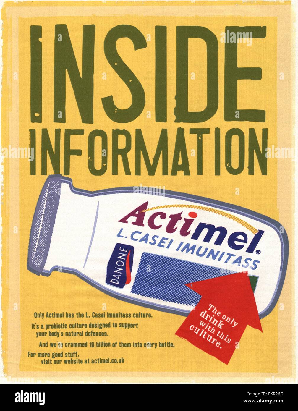 2000s UK Danone Actimel I Casei Imunitass Magazine Advert Stock Photo ...