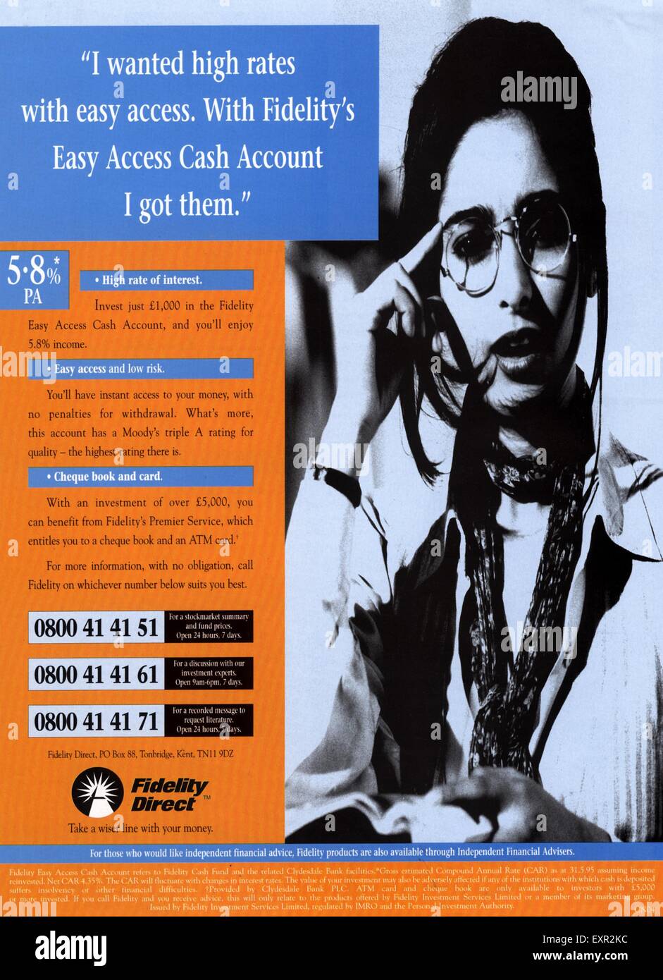 1990s UK Fidelity Direct Magazine Advert Stock Photo - Alamy