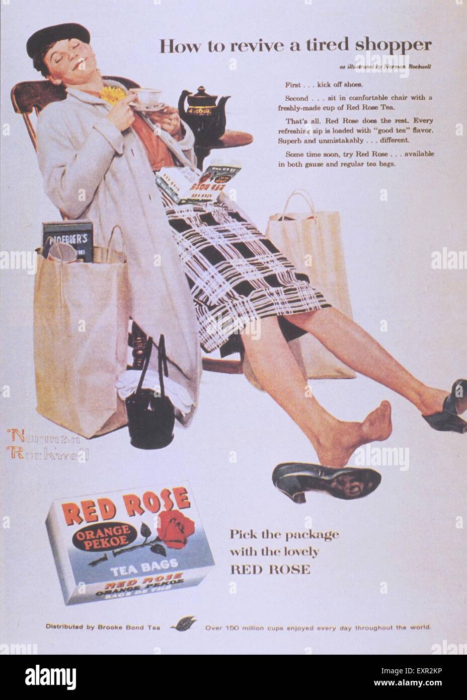 1940s USA Red Rose Tea Magazine Advert Stock Photo - Alamy