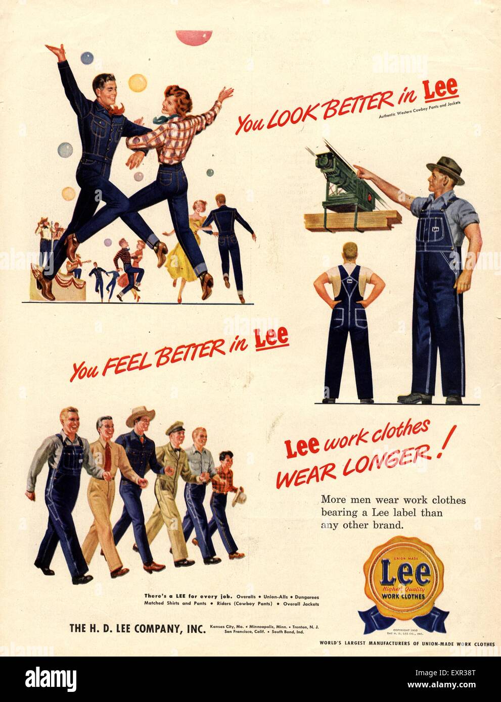 1950s USA Lee Magazine Advert Stock Photo - Alamy