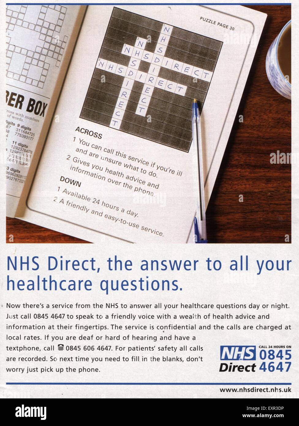 2000s UK nhs direct Magazine Advert Stock Photo - Alamy