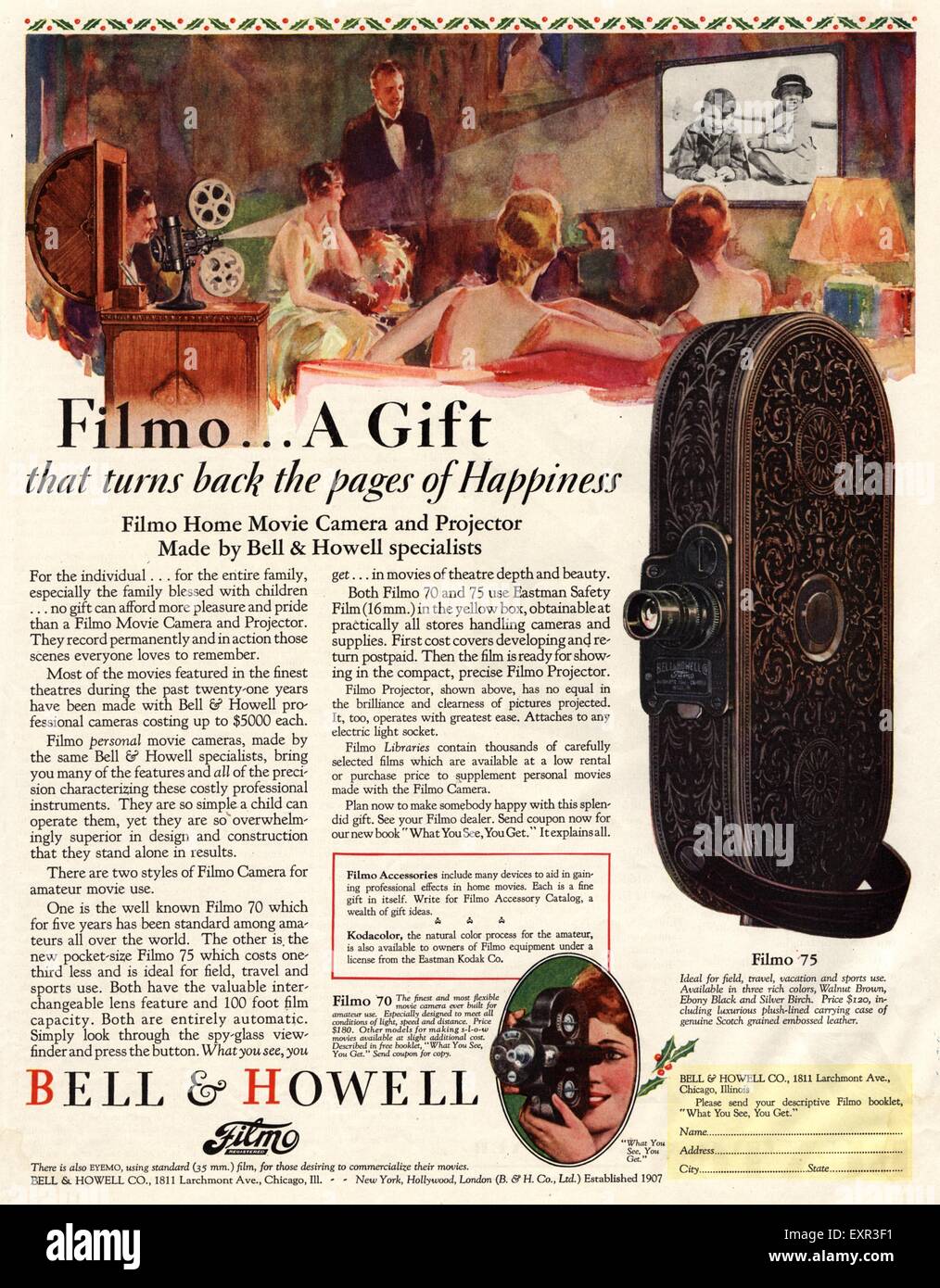 1920s USA Bell and Howell Cine Cameras Magazine Advert Stock Photo - Alamy