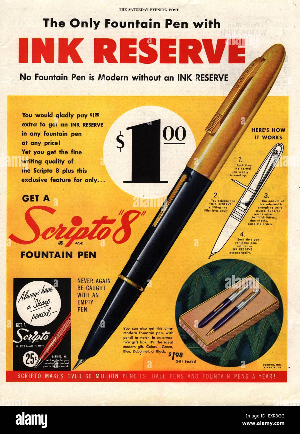 1950s USA Scripto Magazine Advert Stock Photo - Alamy