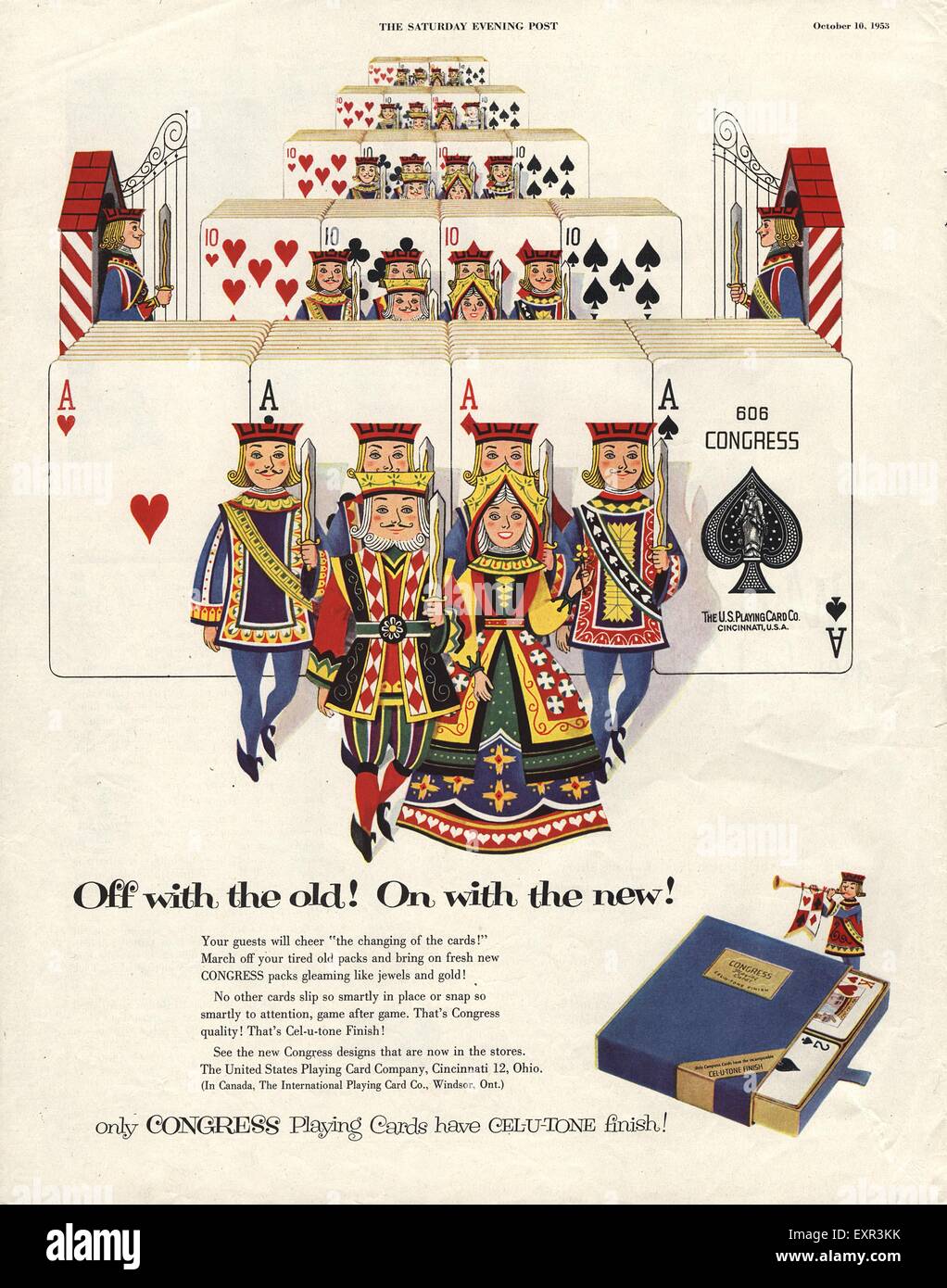 1950s USA Congress Playing Cards Magazine Advert Stock Photo - Alamy