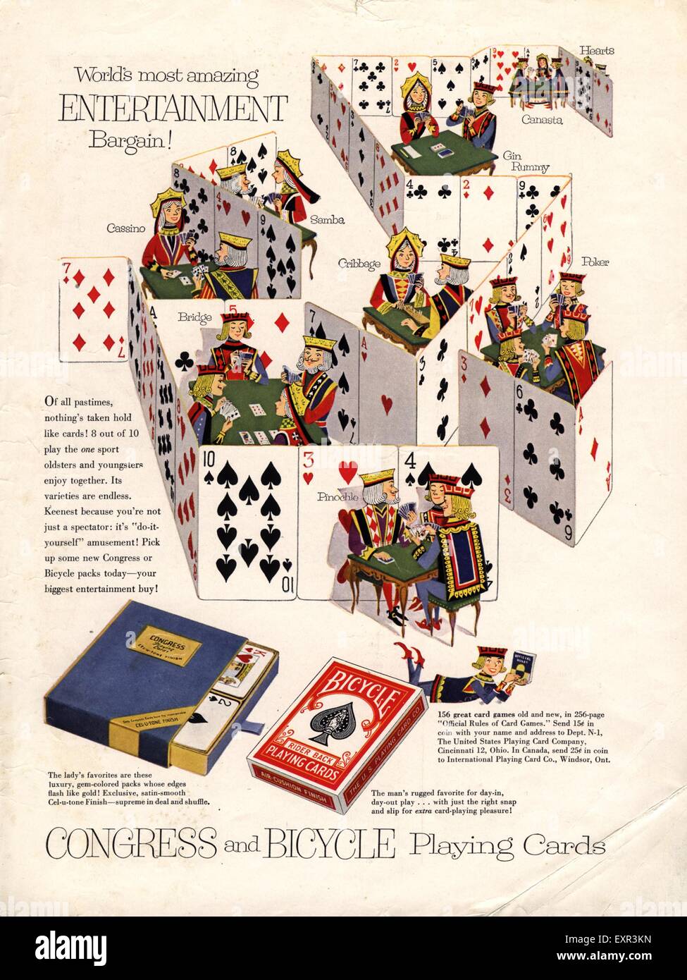 1940s USA Congress Playing Cards Magazine Advert Stock Photo - Alamy