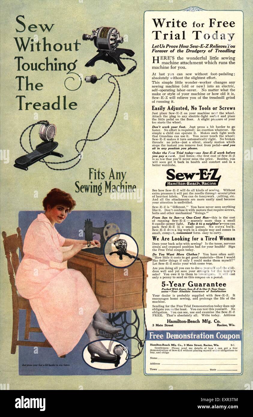 1910s USA Sew-E-Z Magazine Advert Stock Photo - Alamy