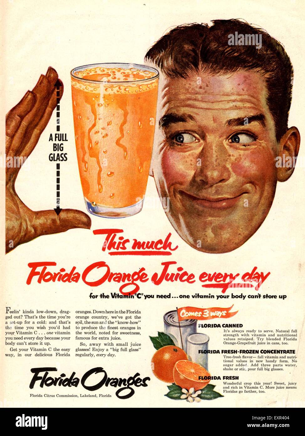 1950s USA Florida Orange Juice Magazine Advert Stock Photo - Alamy