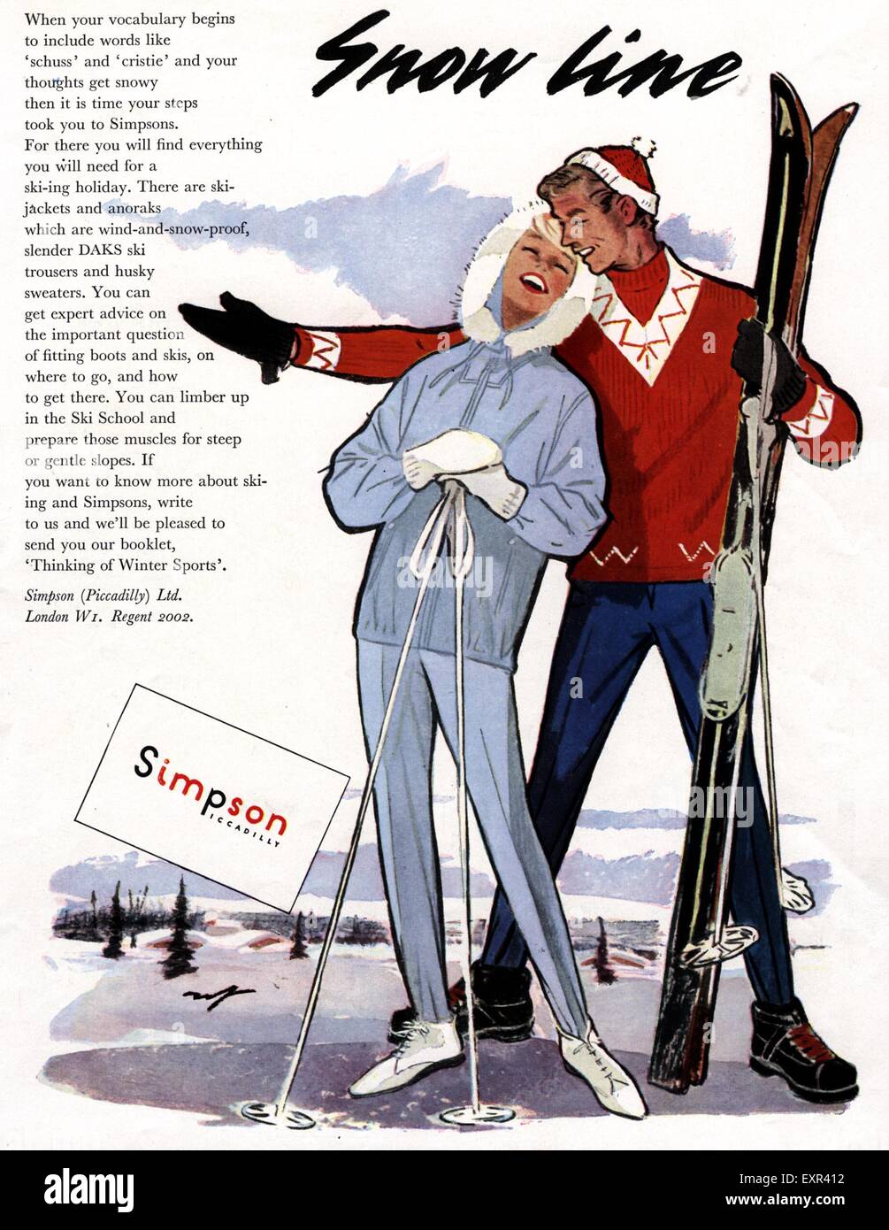 1950s UK Simpson Magazine Advert Stock Photo - Alamy