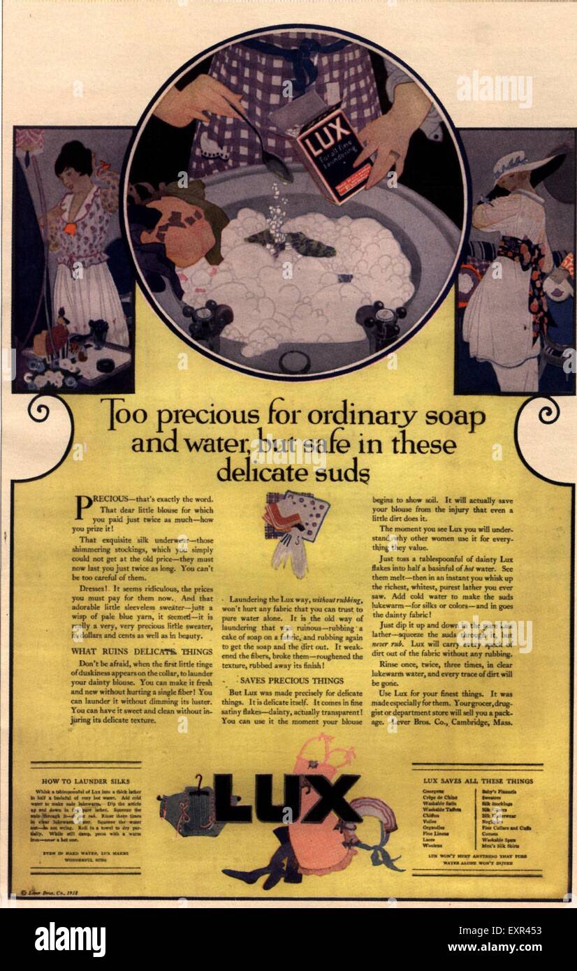 1910s USA Lux Magazine Advert Stock Photo - Alamy