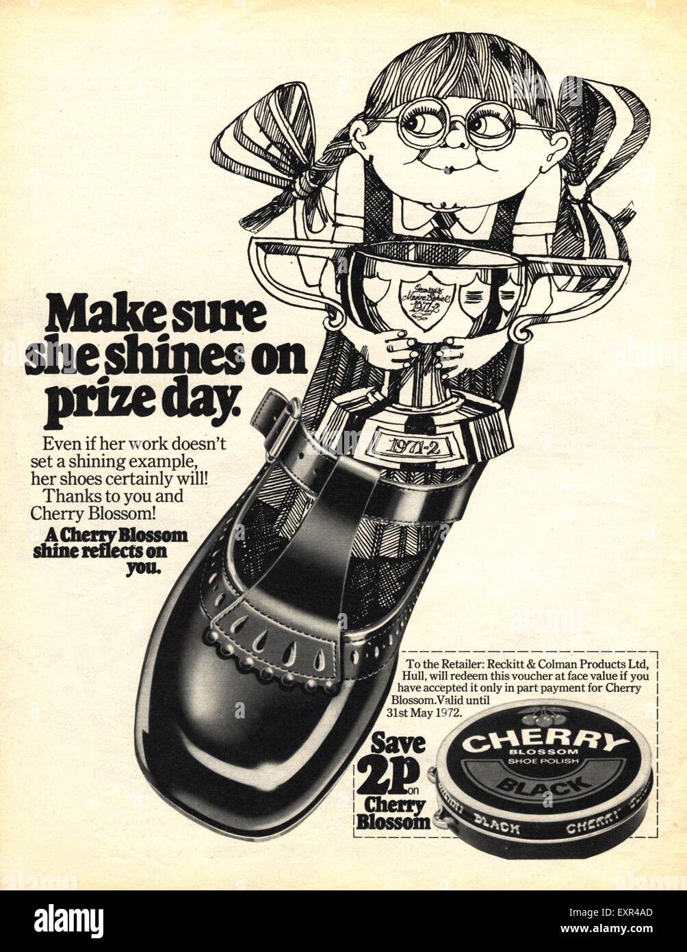 1970s UK Cherry Blossom Magazine Advert Stock Photo - Alamy