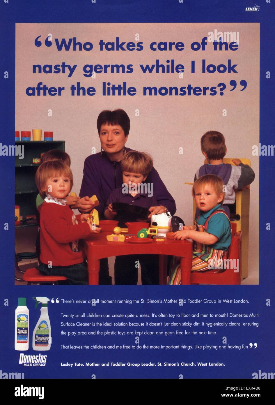 1990s UK Domestos Magazine Advert Stock Photo - Alamy