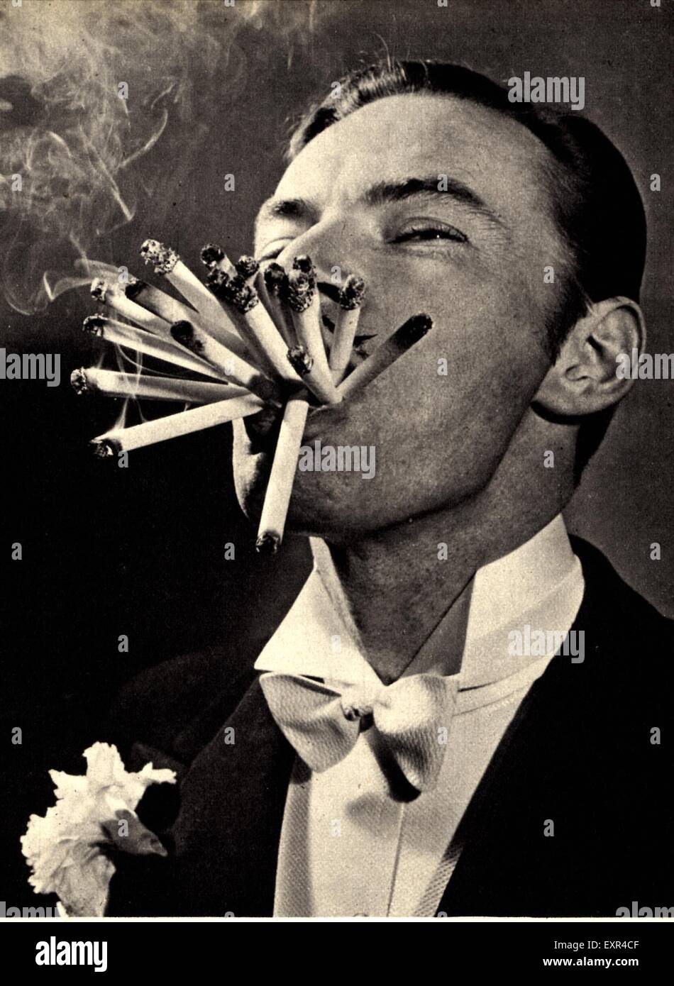 1950s UK Extreme Smoking Magazine Plate Stock Photo - Alamy