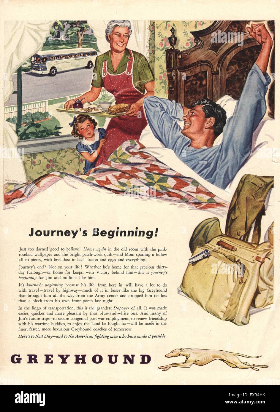 1940s USA Greyhound Magazine Advert Stock Photo - Alamy