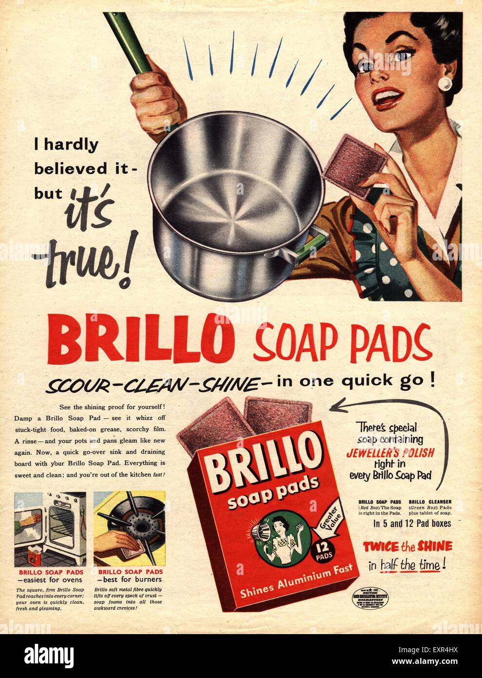 1950s advert brillo hi-res stock photography and images - Alamy