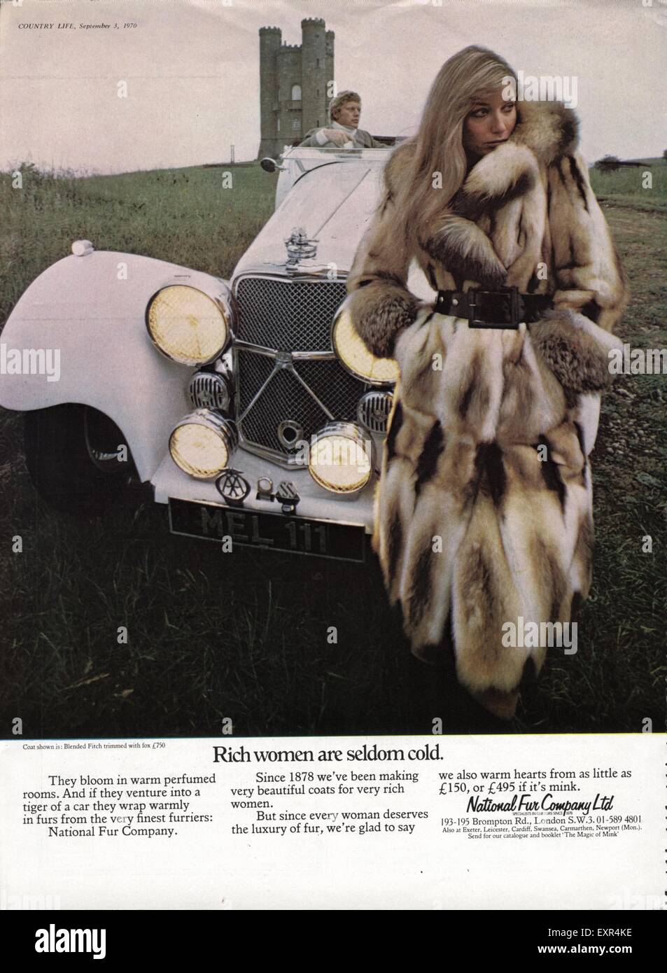 1970s UK National Fur Company Magazine Advert Stock Photo - Alamy