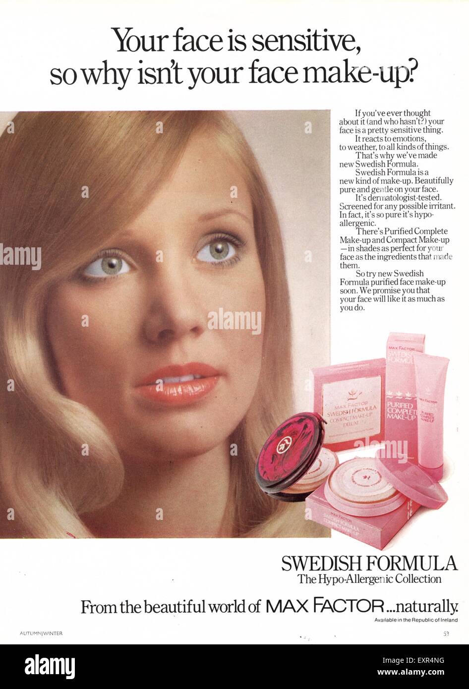 1970s UK Max Factor Magazine Advert Stock Photo - Alamy