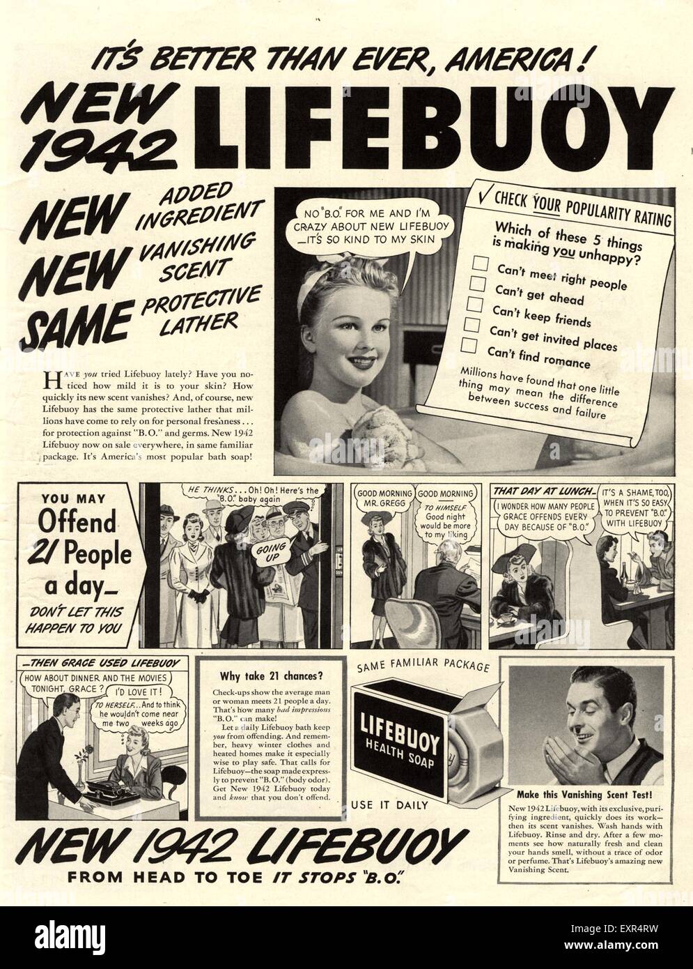 1940s USA Lifebuoy Magazine Advert Stock Photo - Alamy