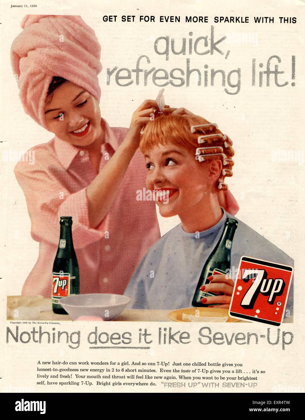 1950s USA 7up Magazine Advert Stock Photo - Alamy